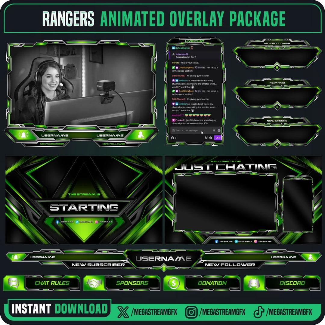 Professional Green Overlay for Stream | Green Theme Overlay | Clean ...