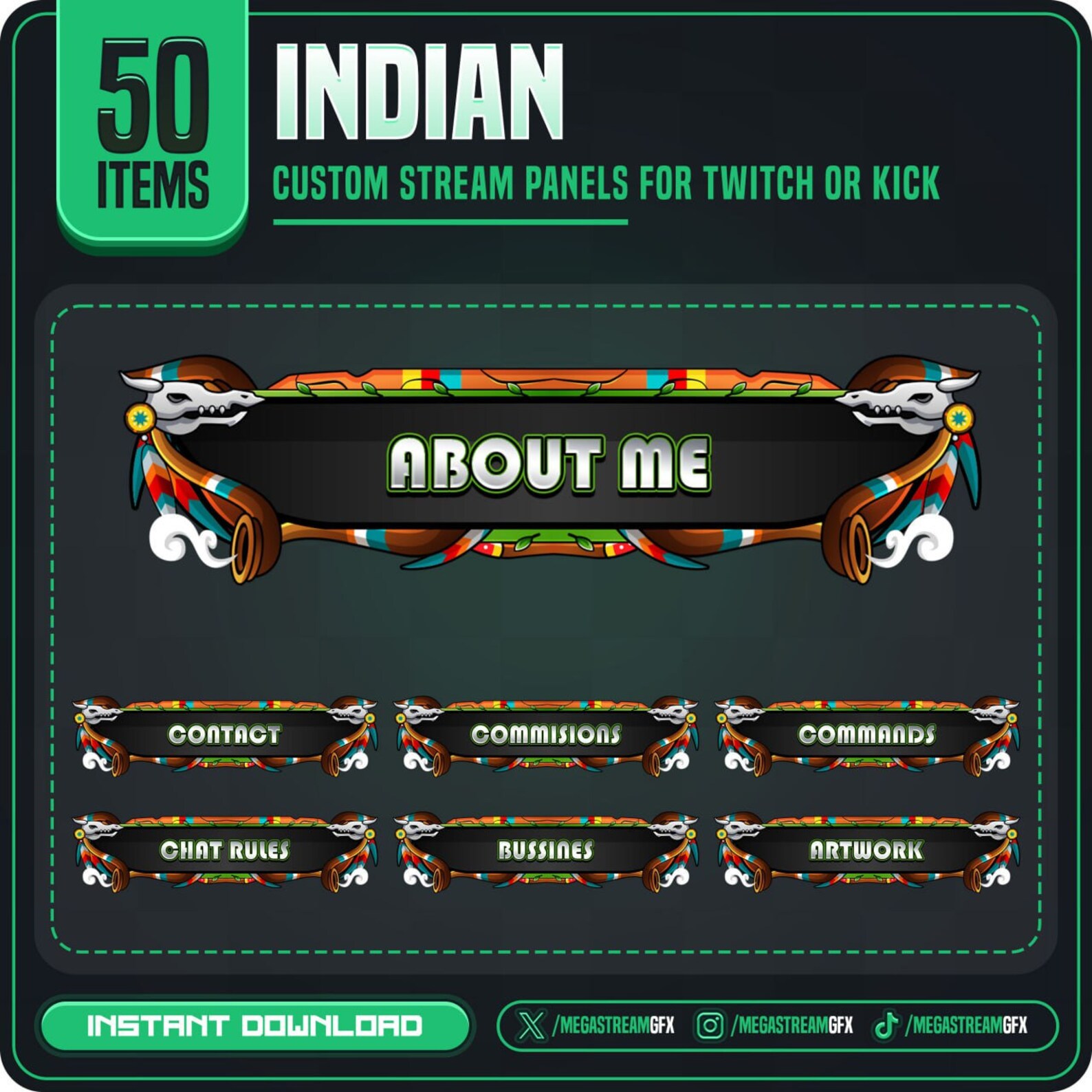 Indian Tribe Theme Panels 50x Indian Tribe Twitch Panels Customize Text ...