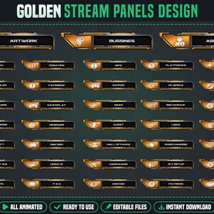 GOLDEN Twitch Overlay Package Gold Stream Overlay Pack Stream Overlay ...