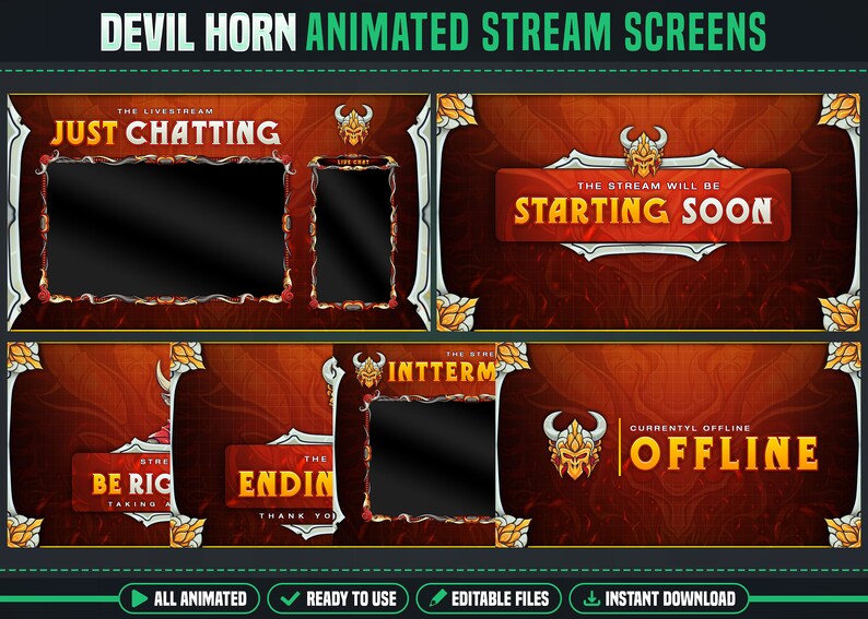 Devil Horn Stream Overlay Package Devil Horn Twitch Package Devil Horn ...