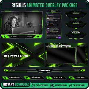 Green Twitch Overlay Package - Green Twitch Theme | Stream Overlay Pack ...
