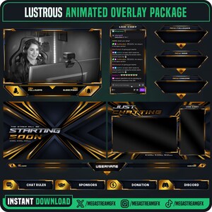 Professional GOLD Stream Overlay I Twitch Overlay I Twitch Panels I ...