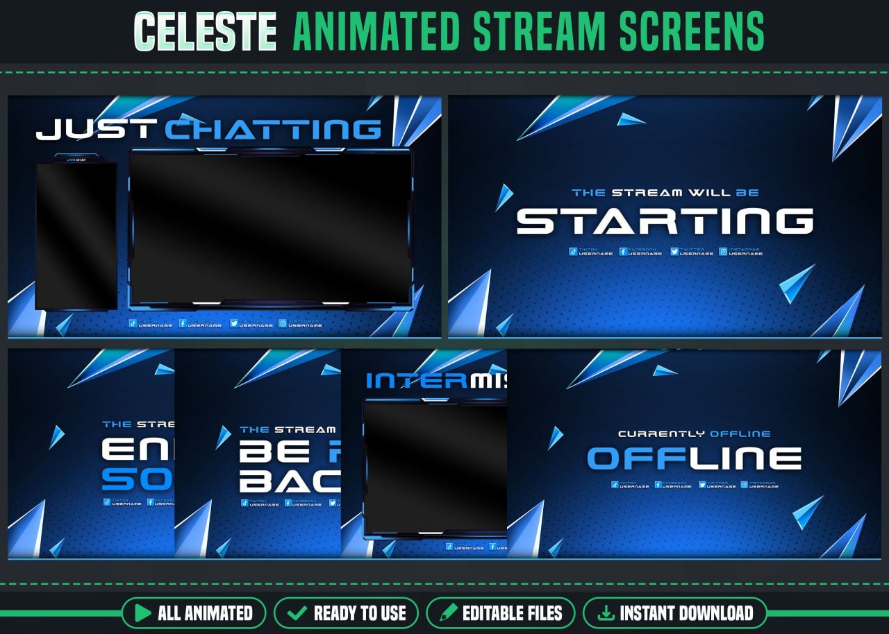 Professional Cyan Stream Overlay I Twitch Overlay I Twitch Panels I ...