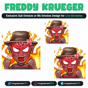 10x Freddy Krueger Twitch Emotes Horror Emotes Halloween Twitch Discord ...