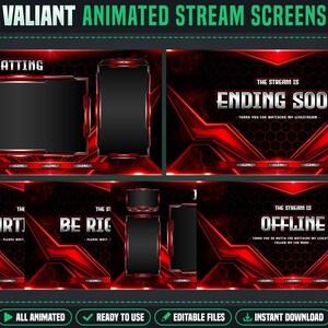 Red Stream Overlay Pack Red Overlay Overlay for Twitch/discord/youtube ...