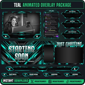 Turqouise Overlay Clean Overlay Stream Overlays Package for Twitch ...