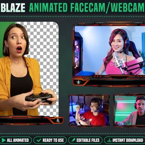 Professional Orange Overlay Clean Stream Overlays Package for Twitch ...