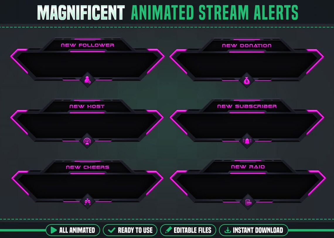 Pink Streaming Overlay Twitch Overlay I Twitch Panels I Twitch Alert ...