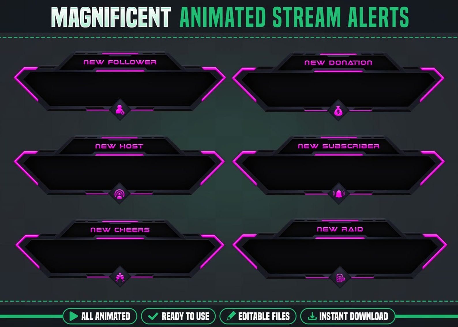 Pink Streaming Overlay Twitch Overlay I Twitch Panels I Twitch Alert ...