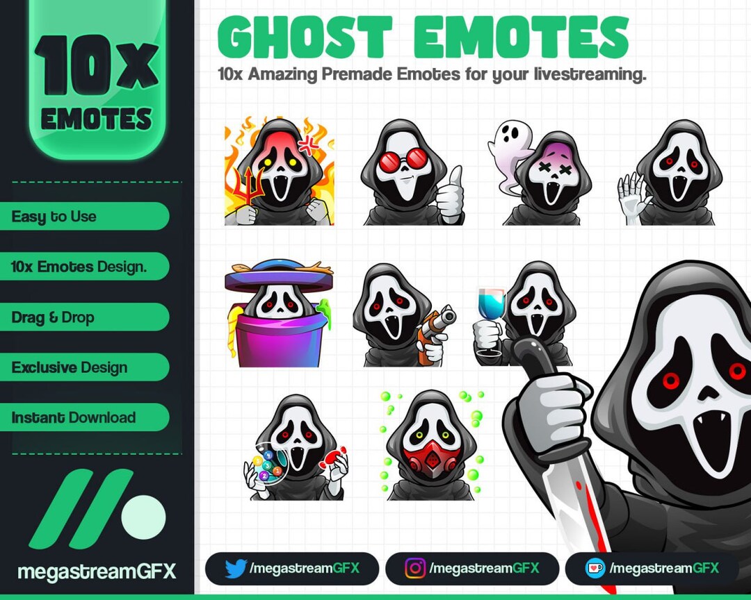 10x Ghost Twitch Emotes Horror Emotes Halloween Twitch Discord Emotes ...