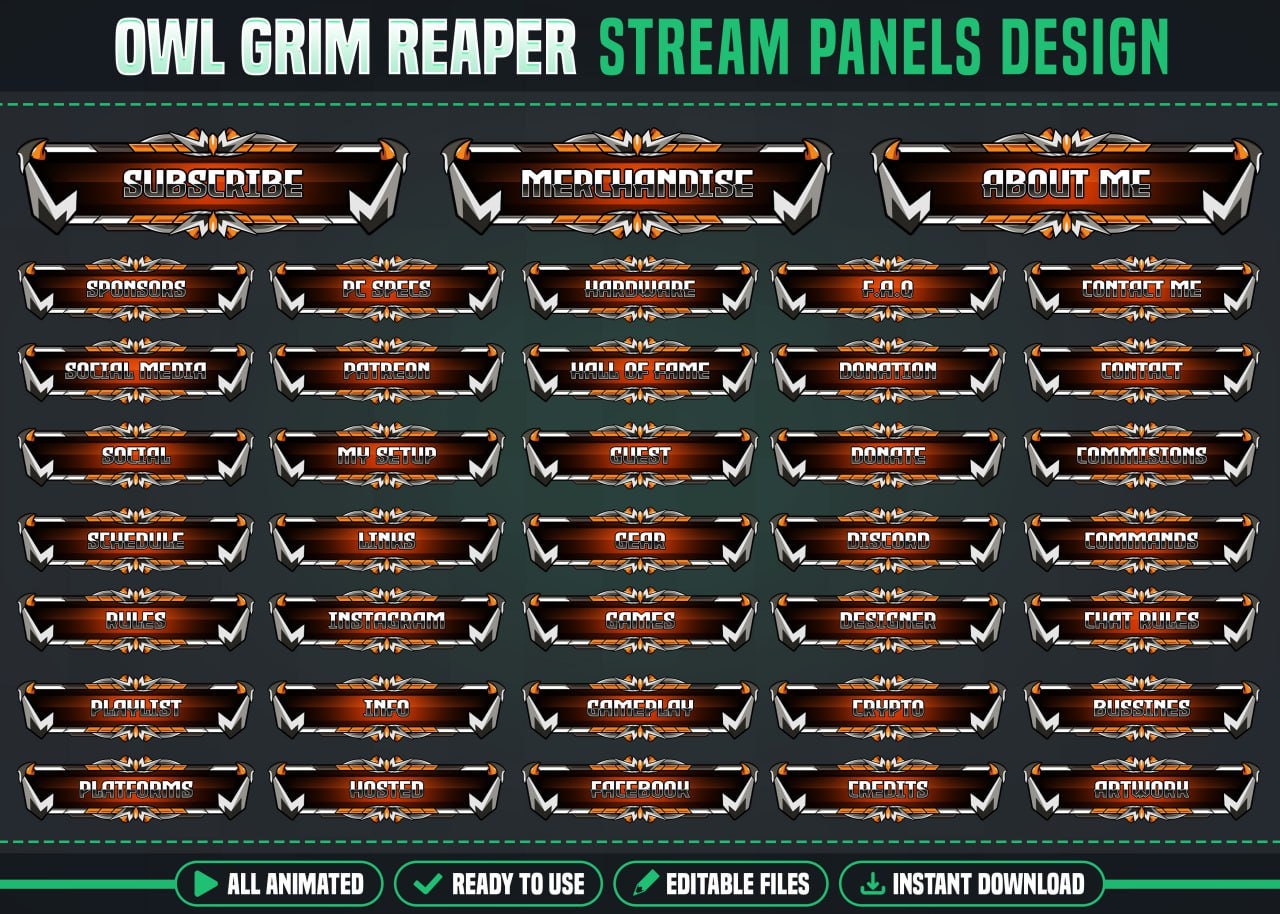 Grim Reaper Owl Stream Overlay Horror Overlays Overlay for Twitch/dicscord /youtube/kick Overlay ...
