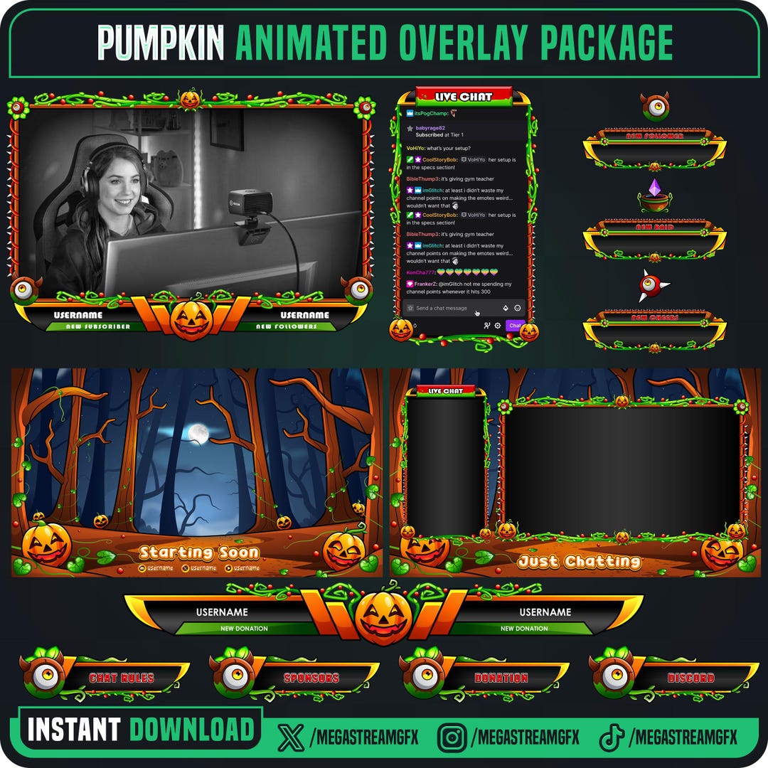 Horror Pumpkin Overlay - Stream Overlay Package With Spooky, Horror ...
