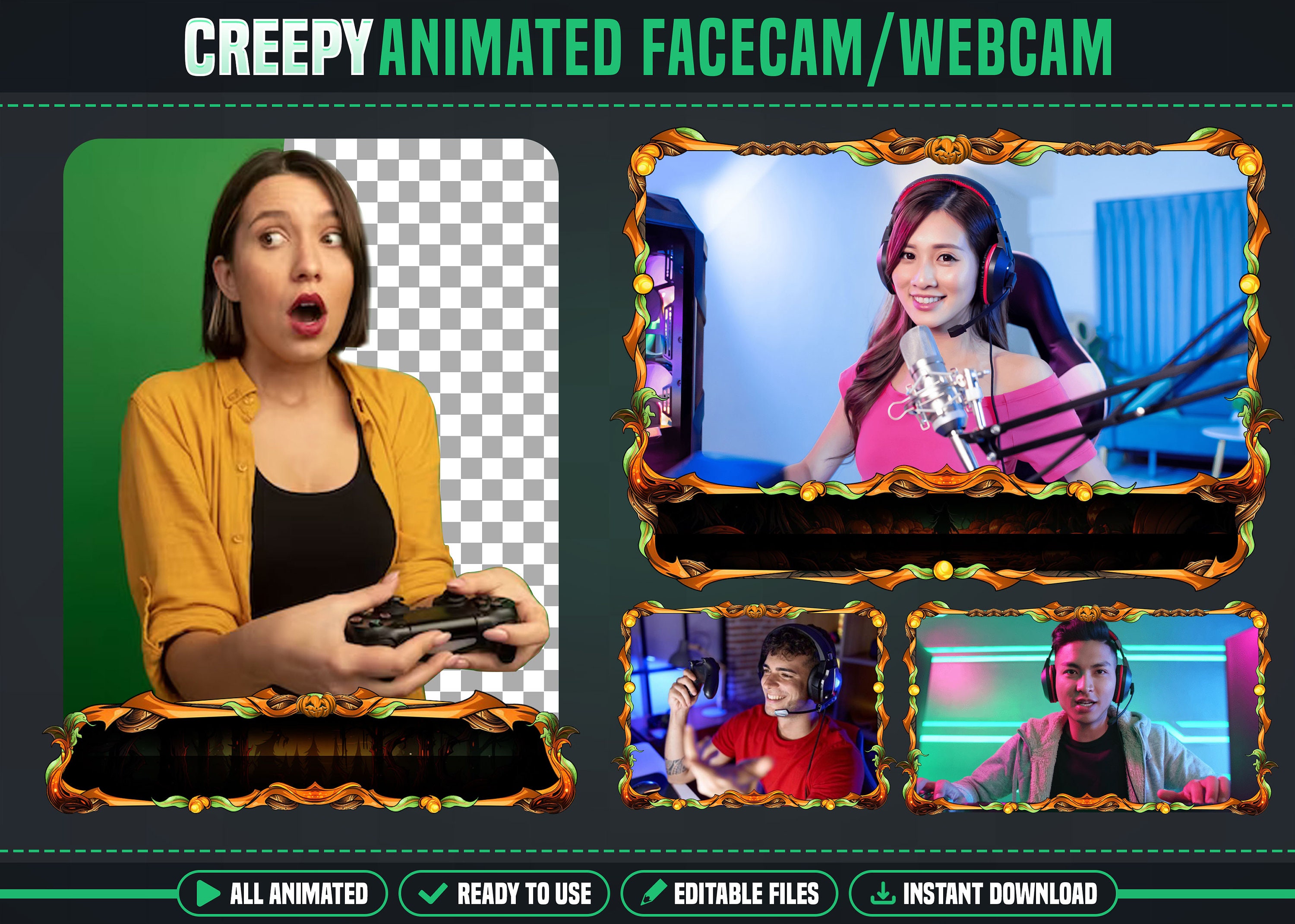 Halloween Theme Stream Overlay Package Creepy Twitch Package Creepy ...