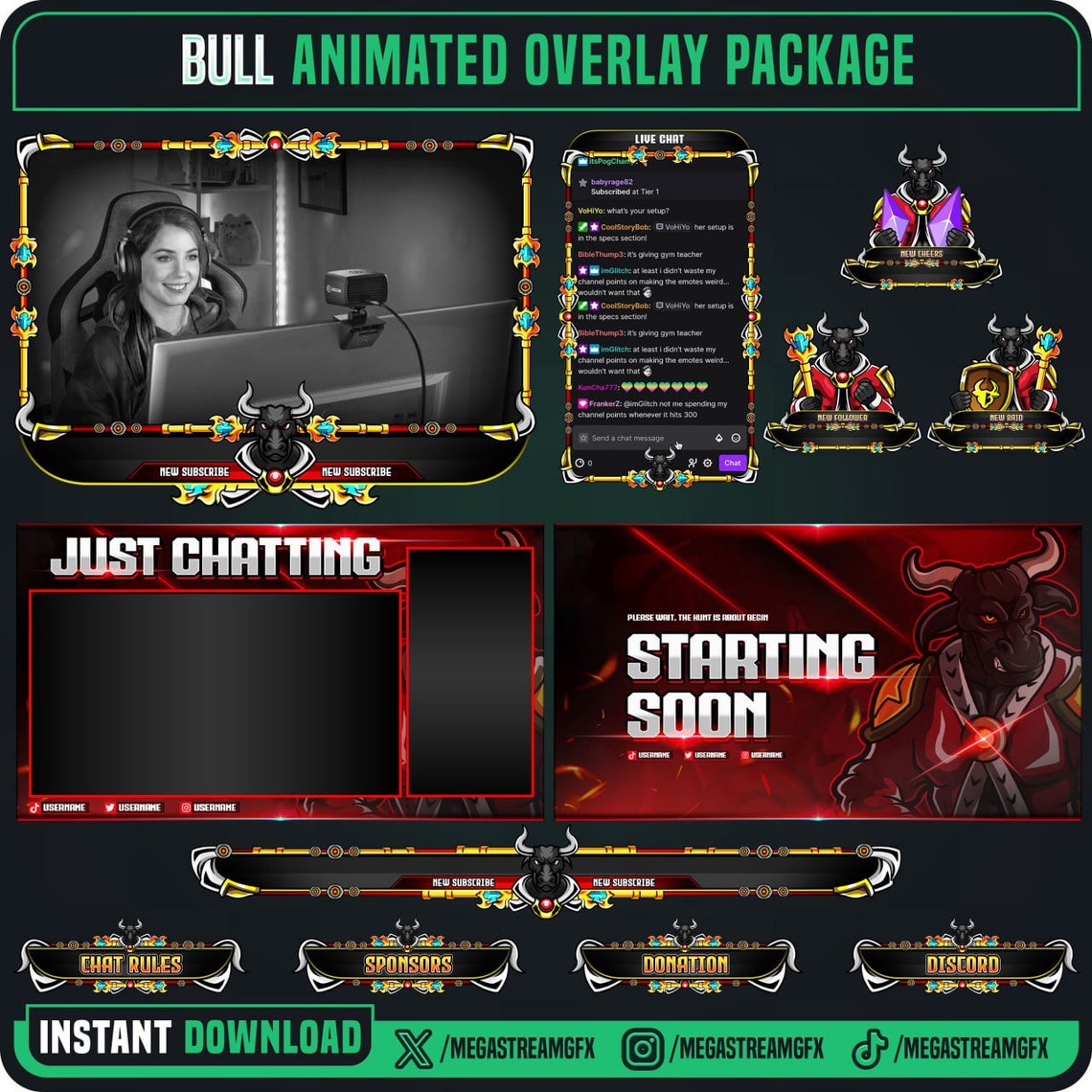 King Bull Stream Overlay Pack Thematic Overlay Animal Overlay Overlay ...