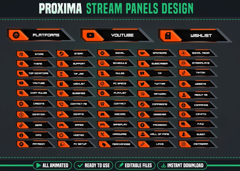 ORANGE Twitch Overlay Package Orange Twitch Theme Stream Overlay Pack ...