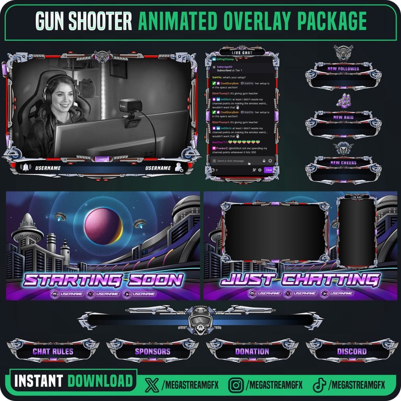 Gun Shooter Stream Overlay Package Gun Shooter Twitch Overlay Twitch ...