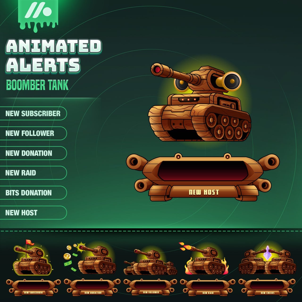 Boomber Tank Alert Pack Vehicle Theme Alert Premade Twitch Alert Stream ...