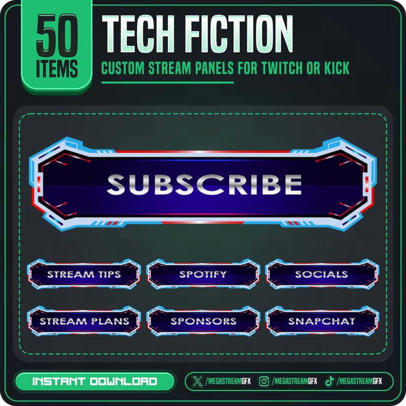 Sci-fi Stream Panels x50 Stream Panels Package Customize Text Twitch ...