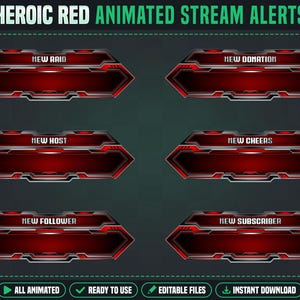 Red Color Stream Pack Clean Overlay Twitch Overlay stream Package ...