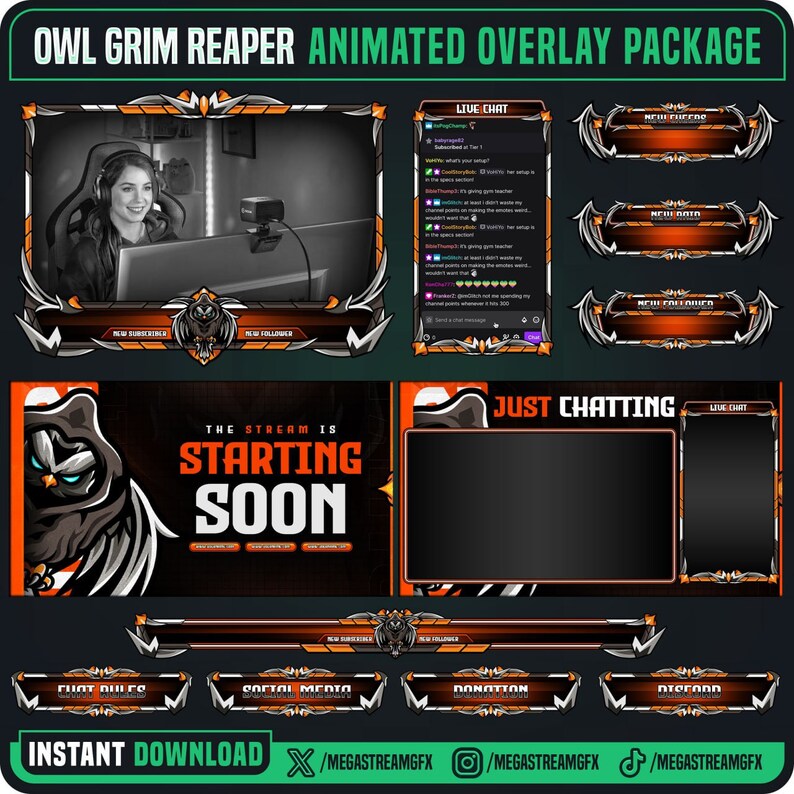Grim Reaper Owl Stream Overlay Horror Overlays Overlay for Twitch ...