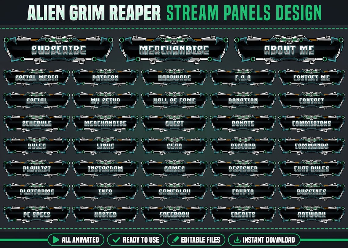 Alien Grim Reaper Stream Overlay Pack Heroic Fantasy Overlays Overlay ...