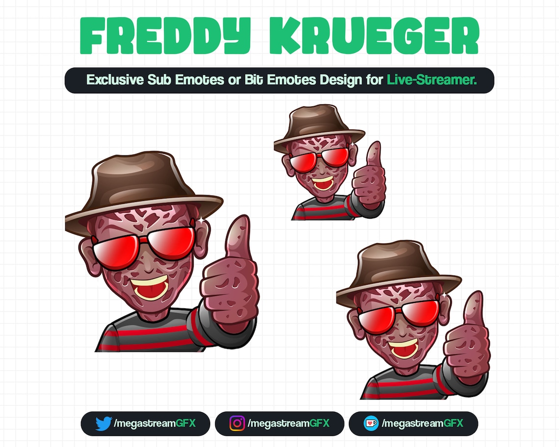 10x Freddy Krueger Twitch Emotes Horror Emotes Halloween Twitch Discord ...