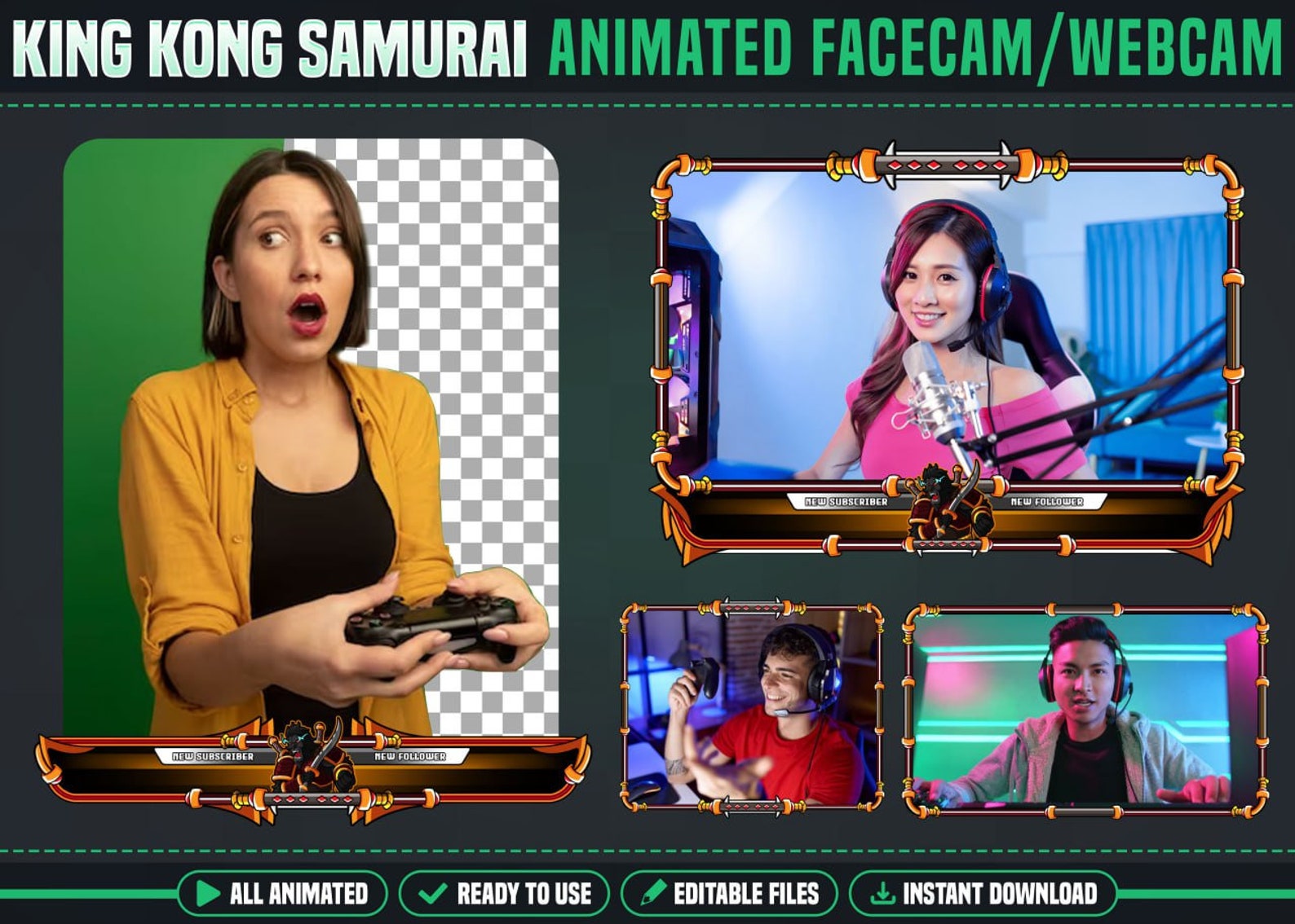 King Kong Samurai Overlay Ape Stream Overlays Overlay for Twitch ...