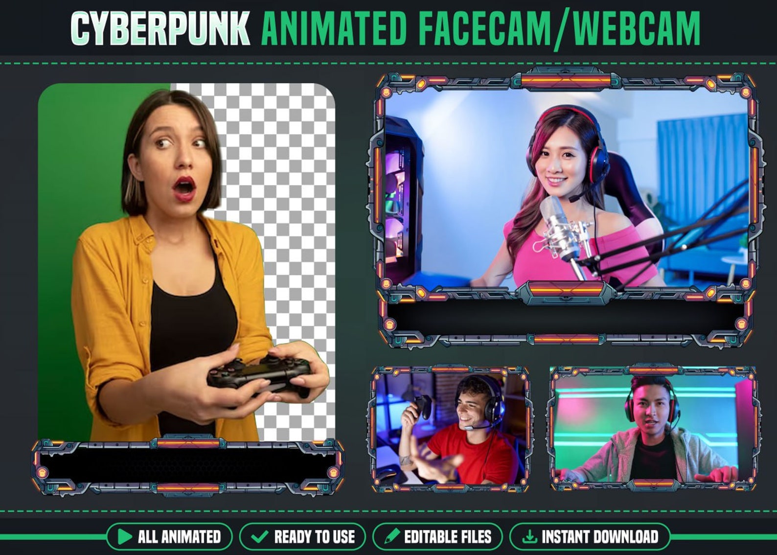 Cyberpunk Stream Overlay Package Cyberpunk Twitch Package Cyberpunk ...