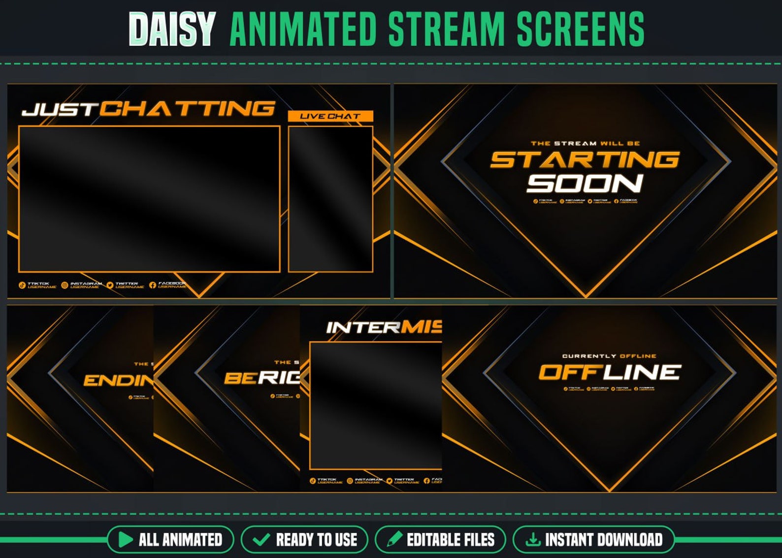 Yellow Streaming Overlay Twitch Overlay I Twitch Panels I Twitch Alert ...