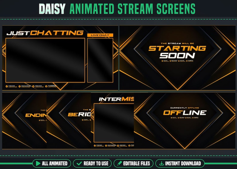 Yellow Streaming Overlay Twitch Overlay I Twitch Panels I Twitch Alert ...