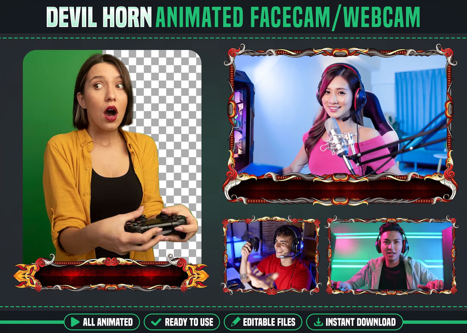 Devil Horn Stream Overlay Package Devil Horn Twitch Package Devil Horn ...