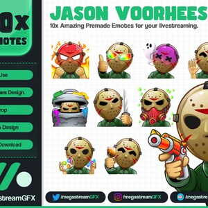 10x Jason Voorhees Twitch Emotes Horror Emotes Halloween Twitch Discord ...