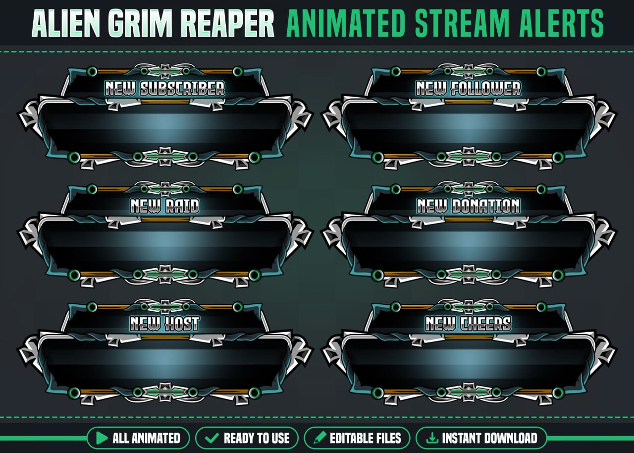 Alien Grim Reaper Stream Overlay Pack Heroic Fantasy Overlays Overlay ...