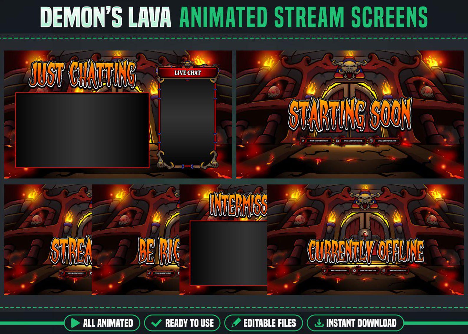 Demonic Stream Overlay Package Horror Stream Overlay Red Stream Overlay ...