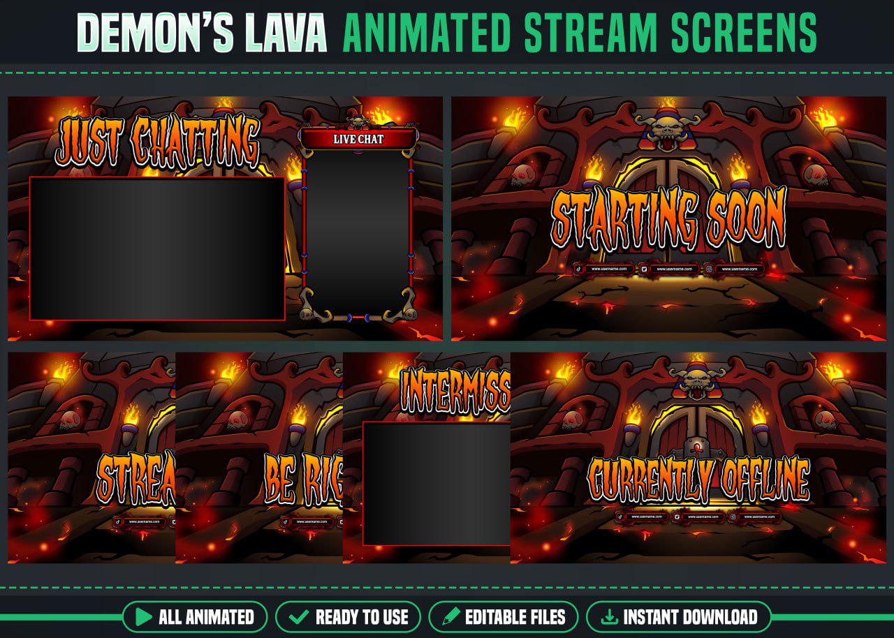 Demonic Stream Overlay Package Horror Stream Overlay Red Stream Overlay ...
