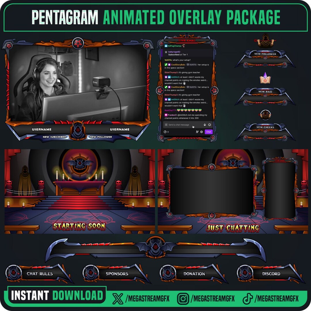 Horror Stream Overlay Package Overlay for Twitch/discord /youtube ...
