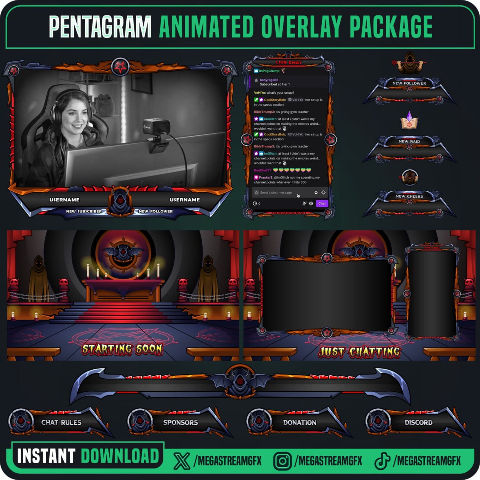 Horror Stream Overlay Package Overlay for Twitch/discord /youtube ...