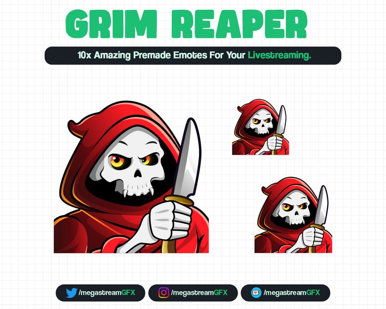 10x Grim Reaper Twitch Emotes Horror Emotes Halloween Twitch Discord ...