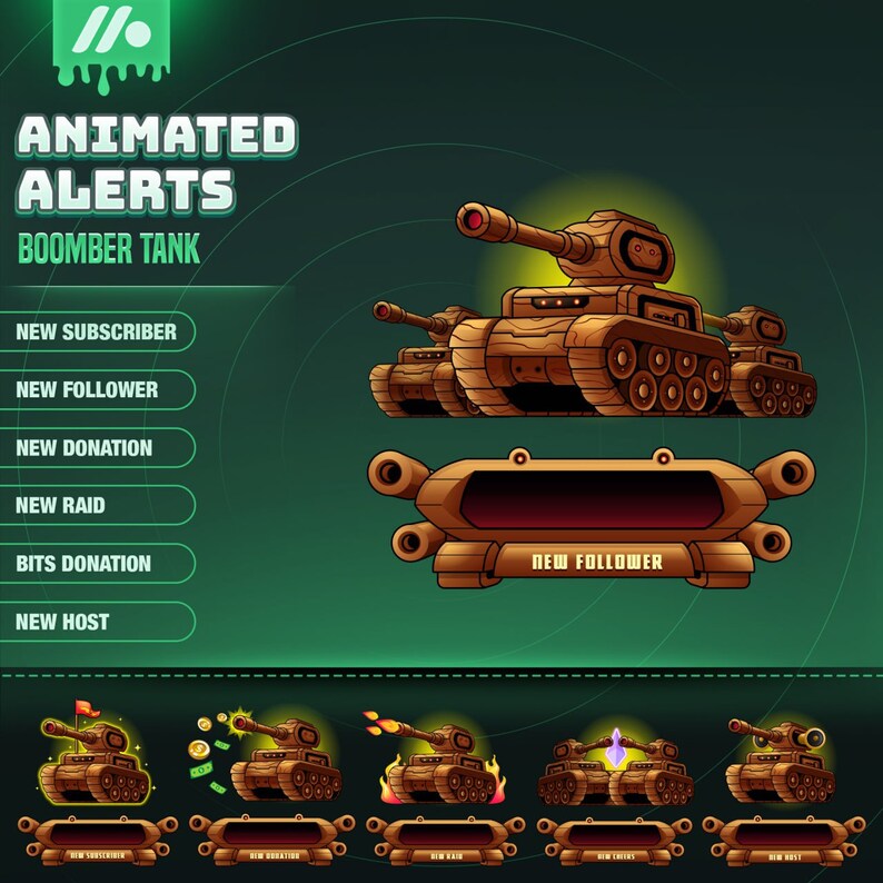 Boomber Tank Alert Pack Vehicle Theme Alert Premade Twitch Alert Stream ...