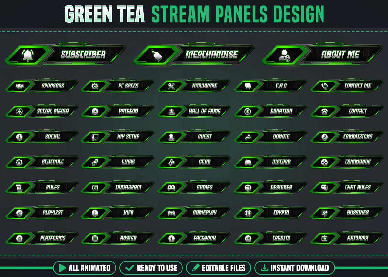 Green Theme Streaming Overlay Stream Overlays Package for Twitch ...