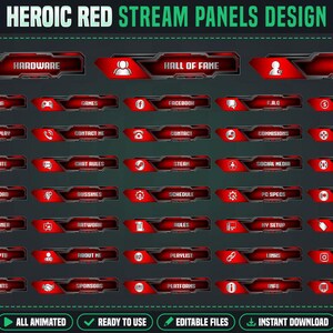 Red Color Stream Pack Clean Overlay Twitch Overlay stream Package ...