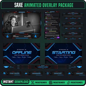 Professional Blue Stream Overlay I Twitch Overlay I Twitch Panels I ...