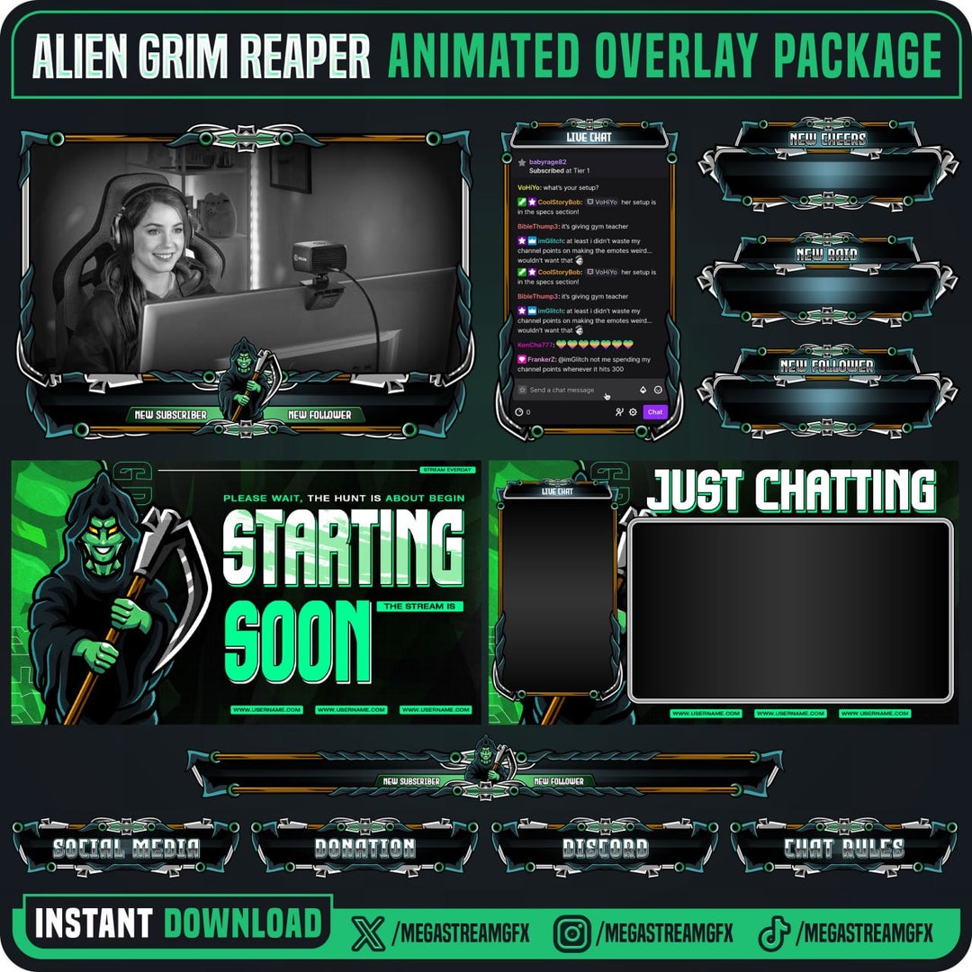 Alien Grim Reaper Stream Overlay Pack Heroic Fantasy Overlays Overlay ...