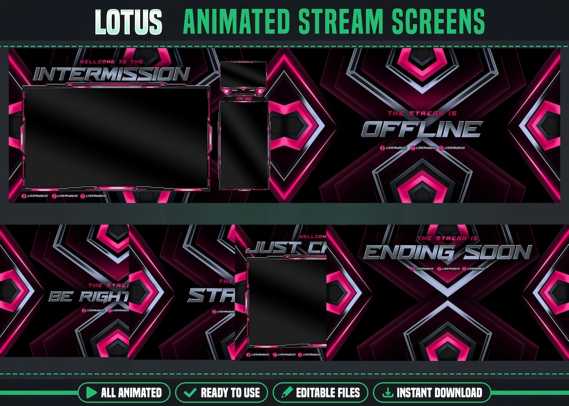 PINK Twitch Overlay Package Pink Twitch Theme Stream Overlay Pack ...