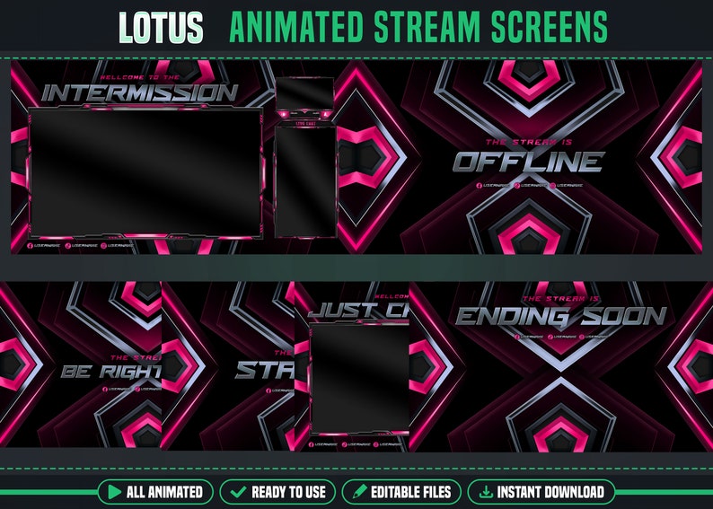 PINK Twitch Overlay Package Pink Twitch Theme Stream Overlay Pack ...