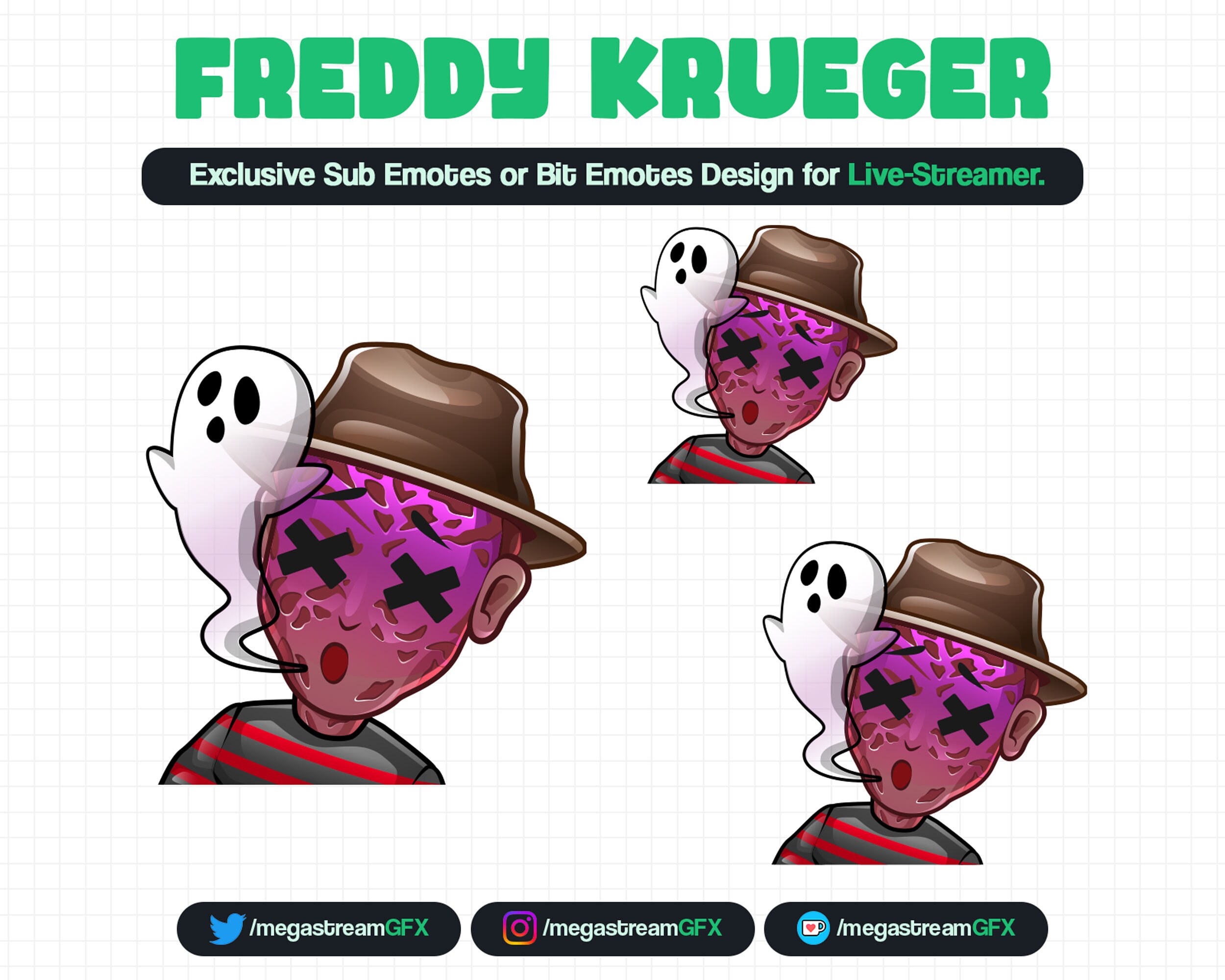 10x Freddy Krueger Twitch Emotes Horror Emotes Halloween Twitch Discord ...