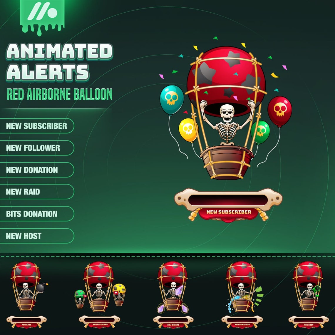 Red Air Balloon Alert Pack Horror Theme Alert Premade Twitch Alert ...