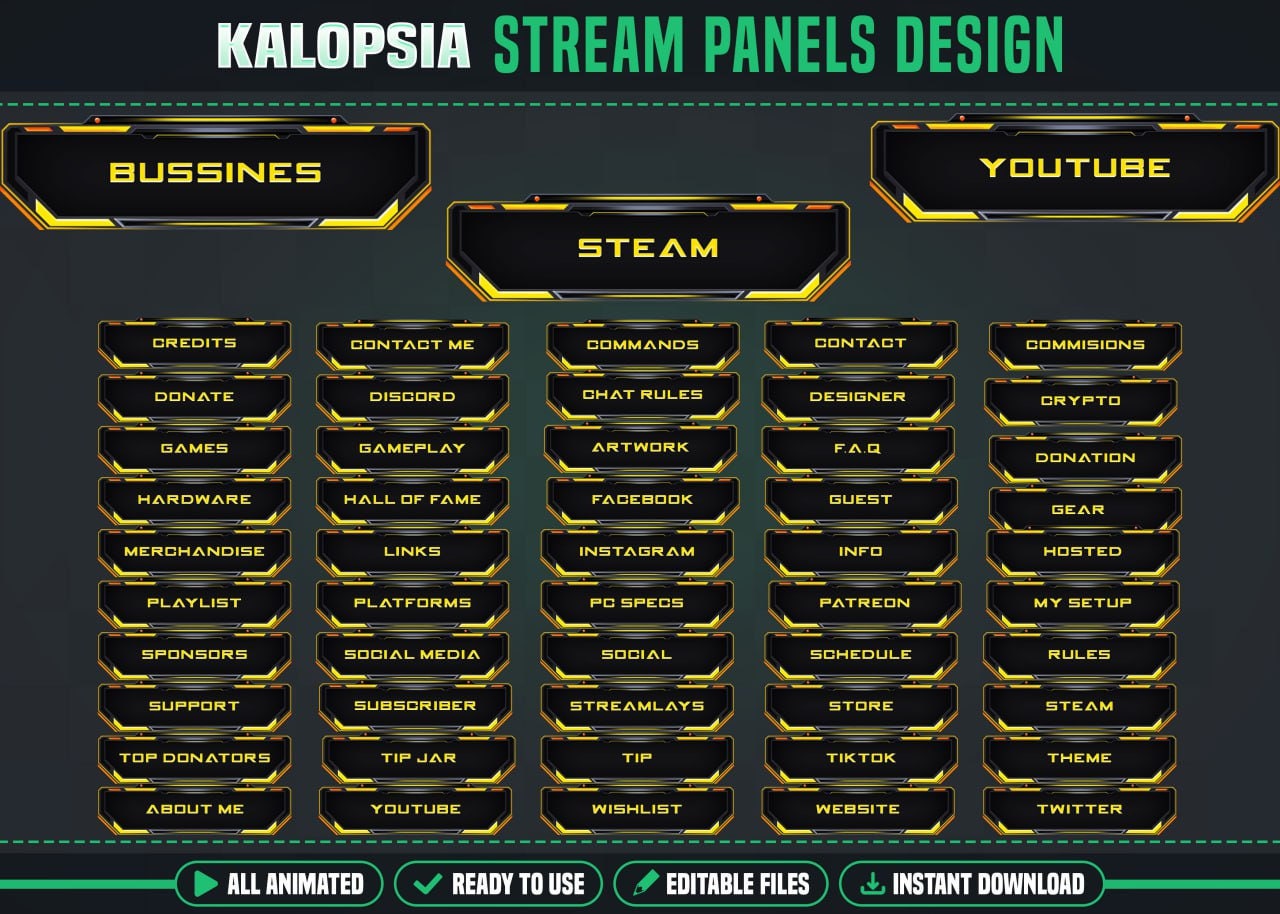 Professional Yellow Stream Overlay I Twitch Overlay I Twitch Panels I ...