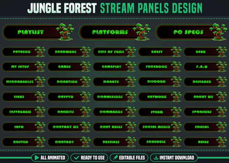 Jungle Forest Stream Overlay Package Nature Twitch Overlay Twitch ...