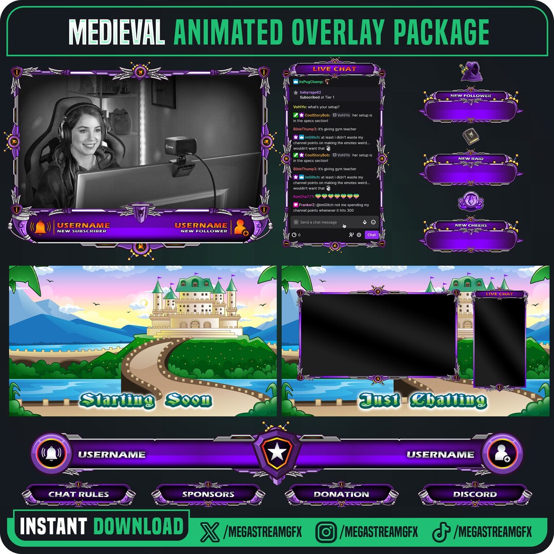 Medieval Stream Overlay Package medieval Twitch Overlay - Etsy